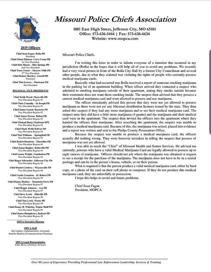 Missouri Police Chiefs message to all cops – Medical Marijuana is the ...